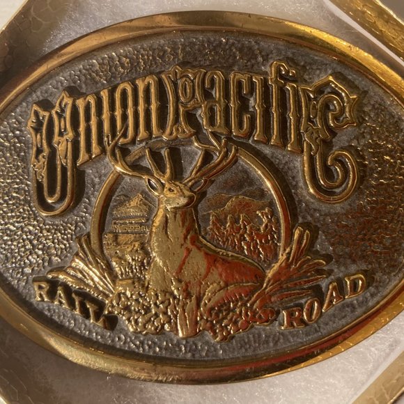 Accessories | Vintage Metal Belt Buckle Brass Union Pacific Rail Road ...